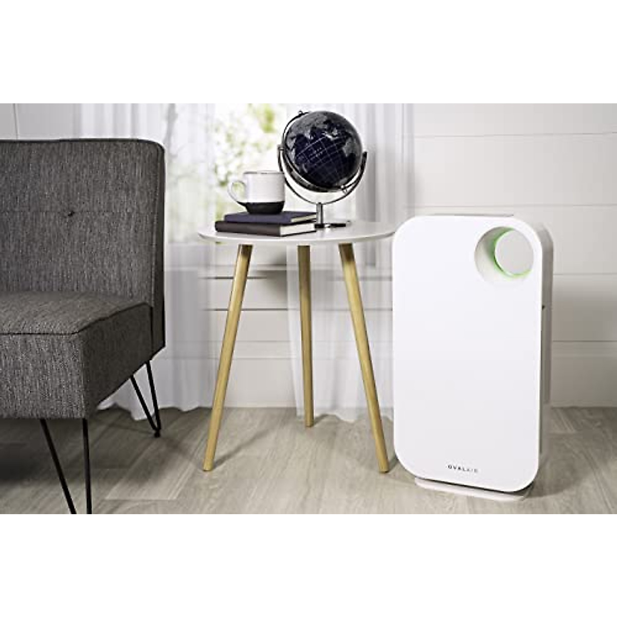 OVAL AIR AIR1000A 3-Stage H13 True HEPA 5-in-1 Air Purifier For Allergens,Dust,Pets,Allergies,Odor,Smoke,Pollen, Rooms up to 600 sq. ft., White, 13.8" X 7.5" X 25"