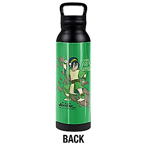 Avatar The Last Airbender OFFICIAL Toph Rock Slide 24 oz Insulated Canteen Water Bottle, Leak Resistant, Vacuum Insulated Stainless Steel with Loop Cap