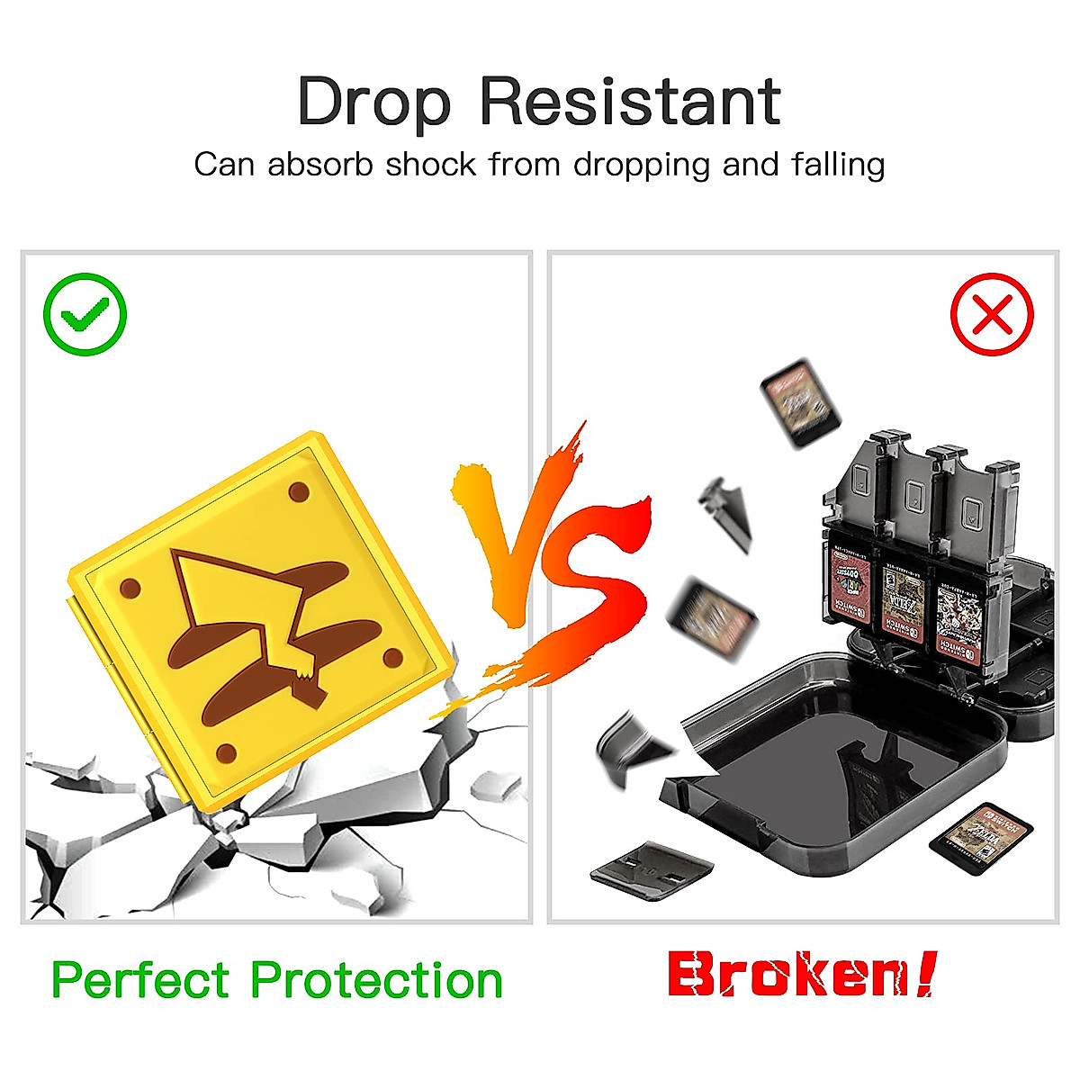 UFOPETIE 12 in 1 Game Card Case for Nintendo Switch Pikachu Switch Game Case for Nintendo Switch Game Storage,for Nintendo Switch Game Card Case Poke Tail-Thumb Grip 2PCS