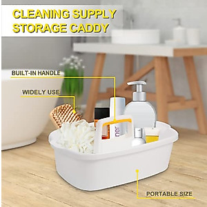 Whalegend Cleaning Caddy,Plastic Portable Shower Caddy Basket Storage Organizer with Handle，Plastic Tool Storage Cleaning Supply Caddy，for Bathroom Vanity, Dorm Shelf & Cabinet，White