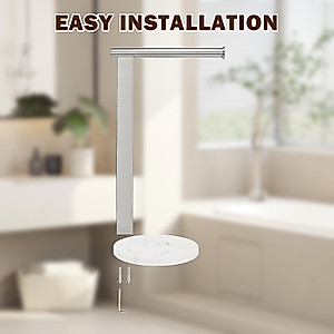 Siyzda Hand Towel Holder Stand for Bathroom, L- Shaped Standing Hand Towel Rack, Towel Bar Kitchen Vanity Countertop Organizer, SUS304 Stainless Steel Material (Marble Base, Brushed Nickel)