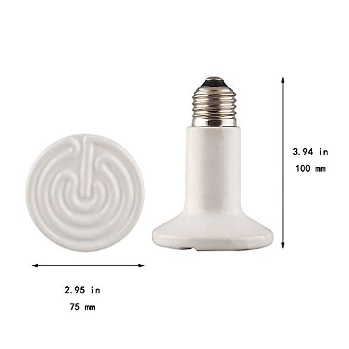 2 Pack 100W White Infrared Heat Lamp Bulbs, Ceramic Heatting Emitter Brooder Coop Pet IR Lamp Bulbs for Reptile Like Snake, Tortoise so on, No Light