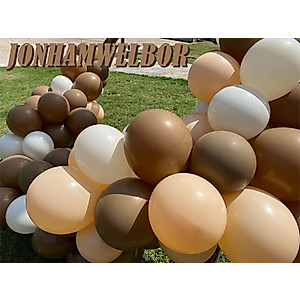 Jonhamwelbor Light Brown Balloons 12 inch 100 Pack Coffee Brown Matte Mocha Caramel Helium Latex Balloons for Birthday Baby Shower Wedding Decorations
