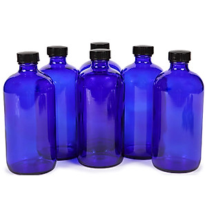 Vivaplex, 6, Large, 16 oz, Empty, Cobalt Blue Glass Spray Bottles with Black Trigger Sprayers …