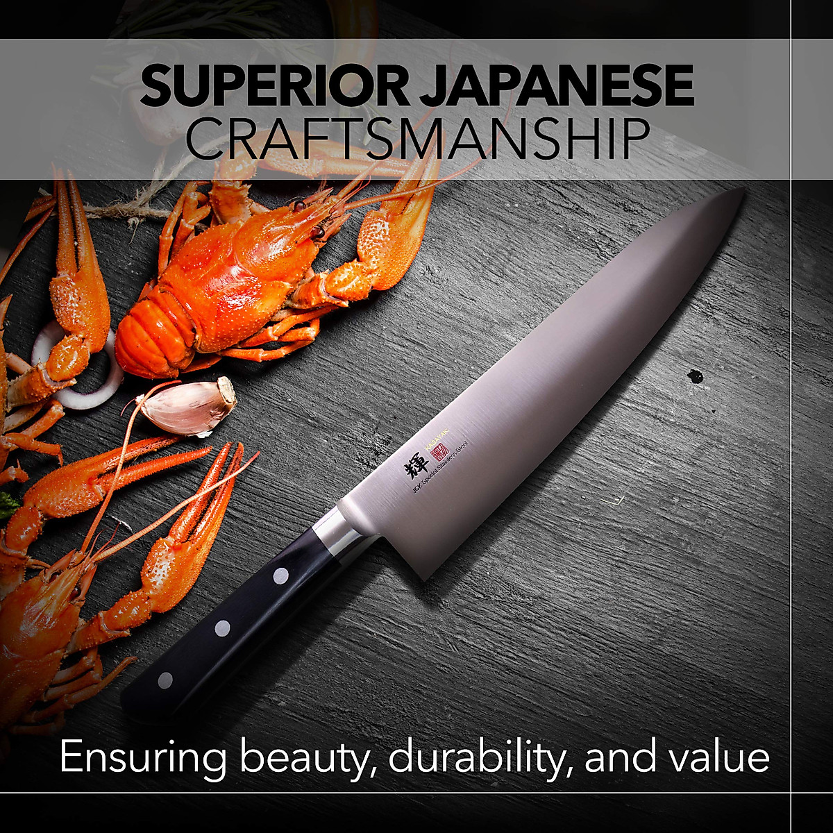 JCK ORIGINAL Kagayaki Japanese Chef’s Knife, KG-13 Professional Western Deba Knife, VG-1 High Carbon Japanese Stainless Steel Pro Kitchen Knife with Ergonomic Pakka Wood Handle, 8.2 inch