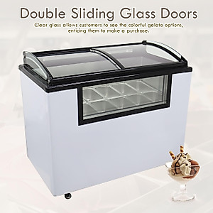 TECHTONGDA Gelato Freezer Commercial Ice Cream Chest Refrigerator Display Case Chamber Showcase Freezer With 12 Pan 170L 480W