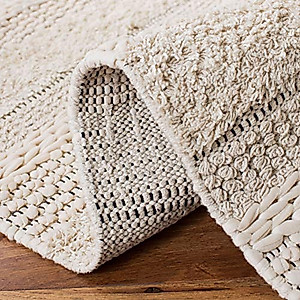 SAFAVIEH Natura Collection Accent Rug - 4' x 6', Ivory, Handmade Cotton, Ideal for High Traffic Areas in Entryway, Living Room, Bedroom (NAT651A)