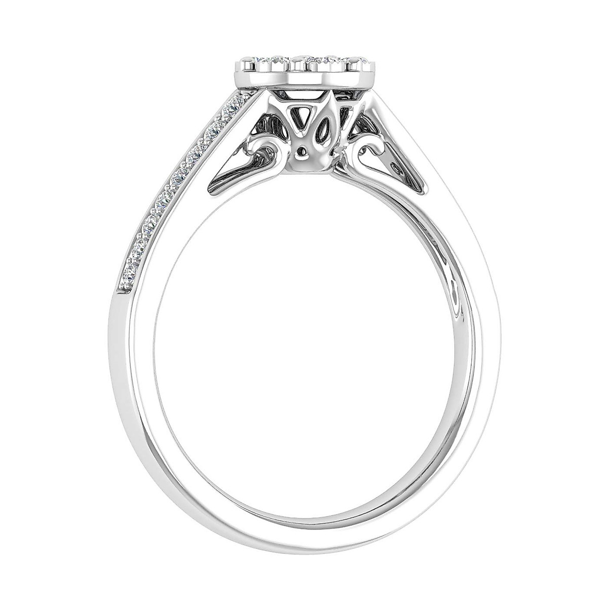 1/5 Carat Diamond Cluster Engagement Ring in 925 Sterling Silver (Ring Size 8)