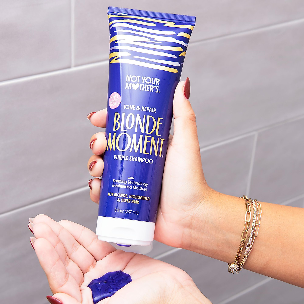 Not Your Mother's Blonde Moment Purple Shampoo and Conditioner (2-Pack) - 8 fl oz - Ideal for Blonde, Highlighted Brunette, Silver Hair - Helps with Bonding, Anti-Brass Toning, Repair, and Hydration