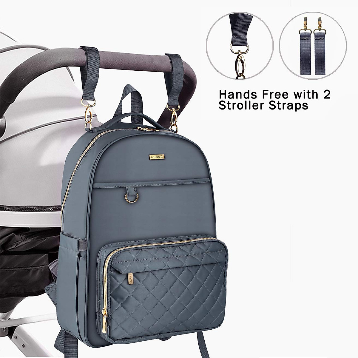 LANDICI Diaper Bag Backpack, Multifunction Travel Back Pack Maternity Baby Changing Bags with Changing Station and USB Charging Port for Mom Dad Boy Girl, Large Capacity, Waterproof, Black