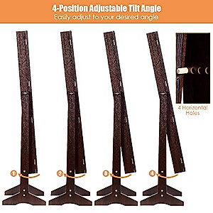 CHARMAID Jewelry Armoire Cabinet with 47.2'' Full Length Mirror, Standing Lockable Wooden Jewelry Organizer Storage Box with Large Capacity, 4 Angles Adjustable (Brown)