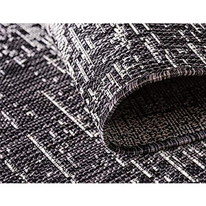 Unique Loom Outdoor Modern Collection Area Rug - Ombre (4' 1" x 6' 1" Rectangle, Charcoal Gray/ Ivory)