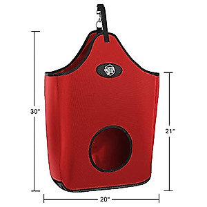 SmithBuilt Horse Hay Bag, Red - Comfortable & Durable 1000D Nylon Feeder Tote with Mesh Net