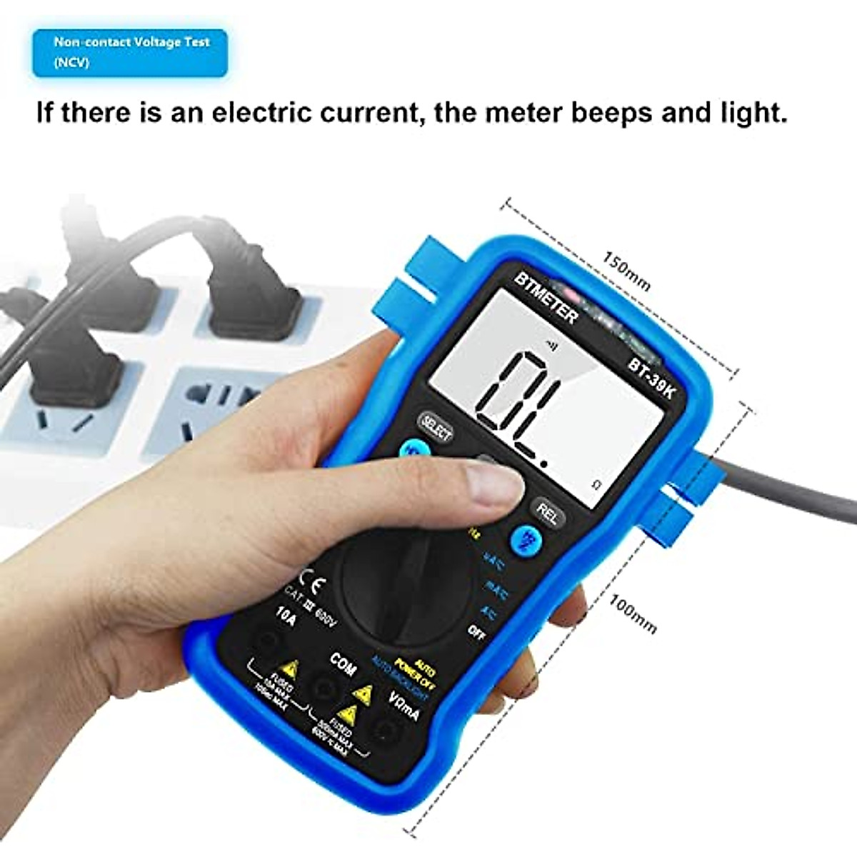 BTMETER BT-39K Multimeter with Case, 4000 Count Volt Ohm Amp Meter Autoranging DMM for AC/DC Current, Voltage, Resistance Frequency Tester, with NCV, Audible Continuity, Diode, Auto Backlight Meter