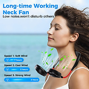 Neck Fan,Portable Neck Fans Rechargeable Personal Fans For Your Neck Wearable Fan Neck Air Conditioner Cooling Neck Fan With 360 Degree Rotation 2000mAh For Travel Sports Walking And Outdoor Working