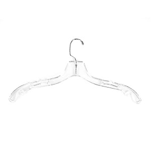 Super Heavy-Duty 17 inch Wide Clear Plastic Adult Shirt Hangers with Swivel Hook and Notched Shoulders (Quantity 25) (Clear, 25)