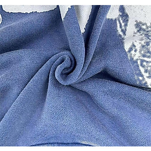 CUTEGAL Y2K Hoodie Denim Grunge Hoodie Streetwear Clothes Casual Oversize Blaze Print Pattern Skull Hoodie Unisex 2023AW (Blue,M,Medium)