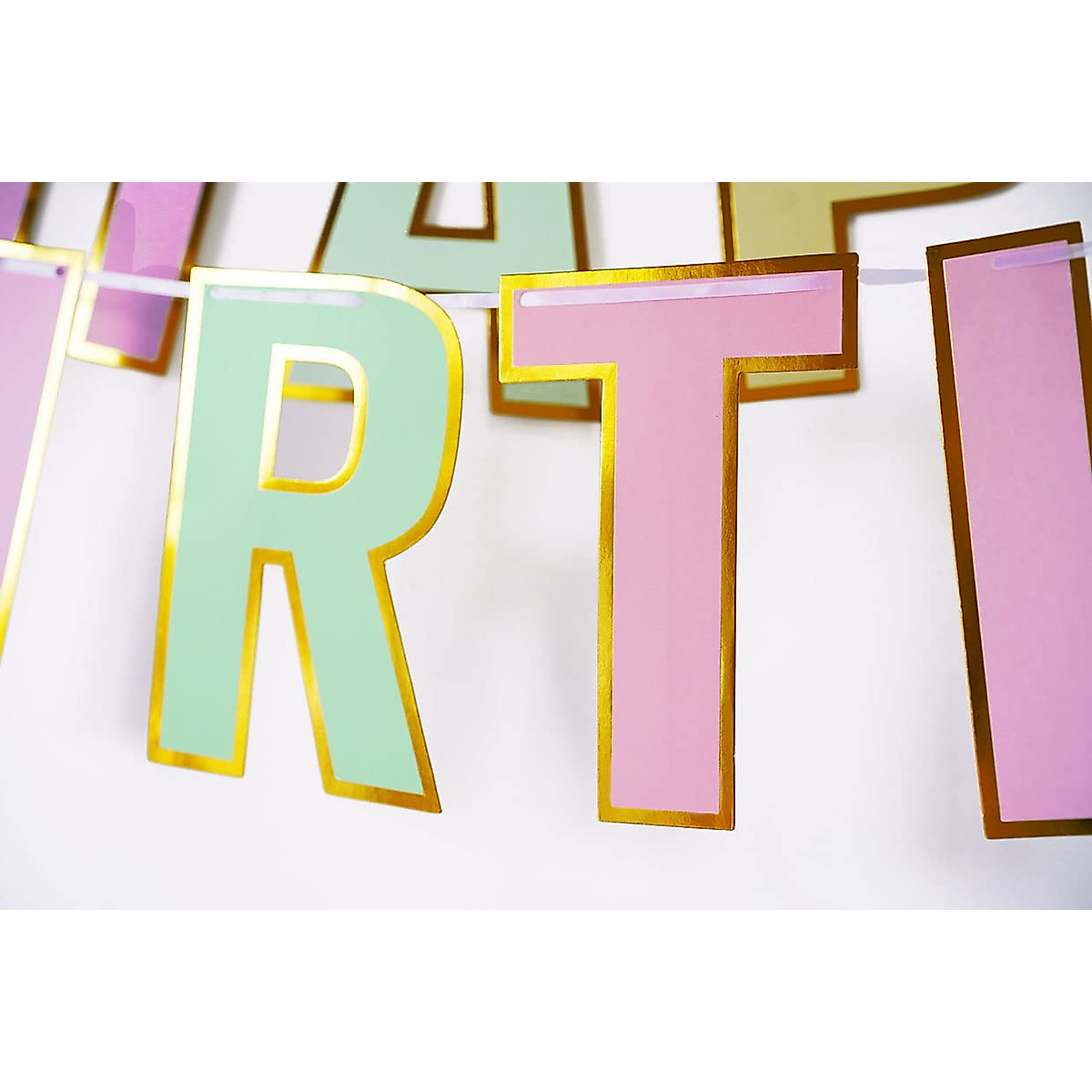 Pastel Happy Birthday Banner, Assembled Rainbow Happy Birthday Sign Girls Pastel Birthday Party Decorations