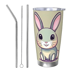 WXZYFP Car cup (single silver rim), can use a straw or drink directly, easy to use.Cute little bunny