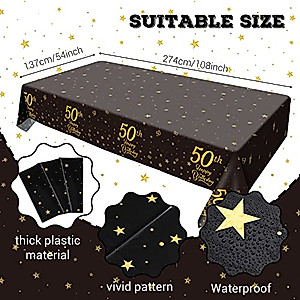 Tegeme 3 Pieces 50th Birthday Tablecloth Plastic Happy 50th Birthday Decorations 54 x 108 Inches 50th Birthday Decorations Men Women Happy Birthday Table Cover for Indoor Outdoor Party Supplies