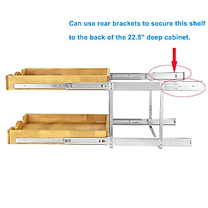 DINDON 2 Tier Wood Pull Out Cabinet Organizer (17" W x 18" D) Heavy-Duty Metal Sliding Drawer Shelf, Two Tier Pull Out Shelves for Kitchen Cabinets, Pantry, Bathroom…