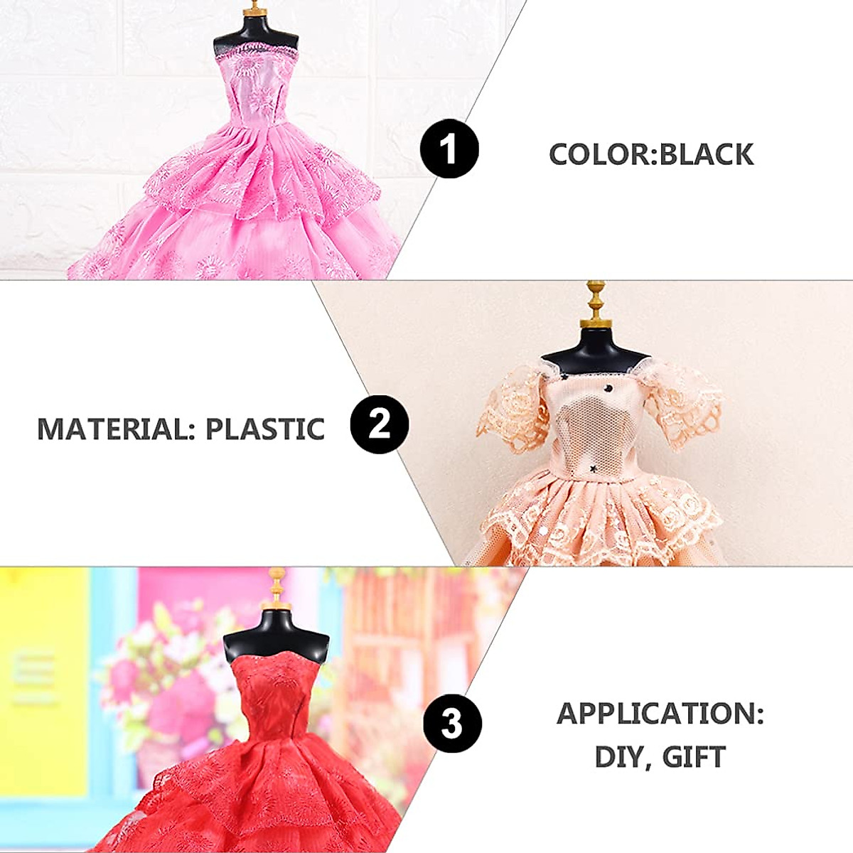 Healifty 8pcs Doll Dress Form Model Mini Mannequin Dress Form Cloth Gown Clothing Demountable Display Stand Small Mannequin Model Supports for Dollhouse Display Holder Toy Black