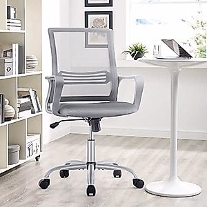 Adjustable Home Office Chair Mid Back Breathable Mesh, Height Adjustable, Comfortable Armrests, Padded Seat, Ergonomic Lumbar Support, Swivel Rolling, Tilting Function