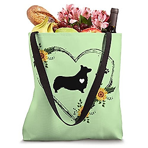 Corgi Dog Heartbeat With Paw Prints On Green Tote Bag