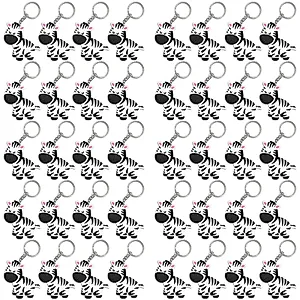 Elecrainbow 40 Pack Zebra Keyring Pack Party Favor for Zebra Lover, Guest Return Gift, Wild Animal Themed Party, Baby Shower, Birthday