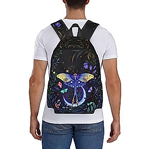 Nmbvcxz Moon-Moth Backpack for Women 17 inch Travel Casual Laptop Backpack Lightweight Waterproof Durable Hiking Daypack