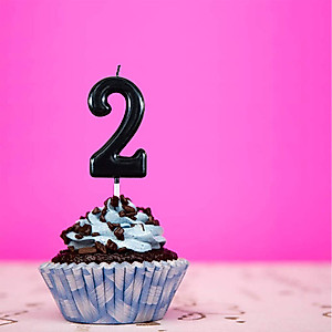 Black Number 2 Birthday Candles 2nd Two Second Year Bady Roman Numberal Cool Cake Happy Candle for Kids Men Women No 20 21 22 23 24 25 26 27 28 29
