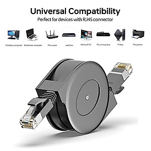 CNCOB Retractable Ethernet Cable Cat6 5.9 ft Ethernet Cable 2 Pack Flat LAN Cable High Speed Outdoor Ethernet Patch Cord for Laptop Travel (5.9 feet(1.8M))