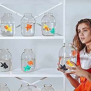 Sumind 30 Pieces Fake Floating Fishes Plastic Fake Goldfish Artificial Aquarium Fishes Colorful Realistic Artificial Moving Fish Ornament Decorations for Aquarium Fish Tank
