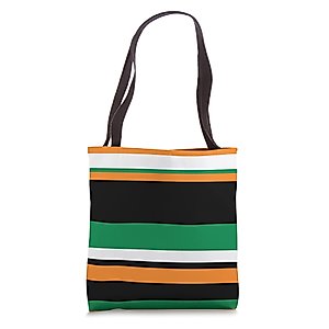 Uneven Orange and Green Rattler Stripes Tote Bag