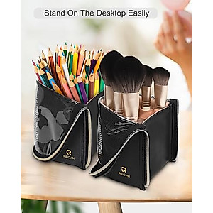 MONSTINA Makeup Brush Organizer Bag,High Capacity Portable Stand-Up Makeup Brush Holder,Professional Artist Makeup Brush Sets Case Waterproof Dust-proof Makeup Brush Cup