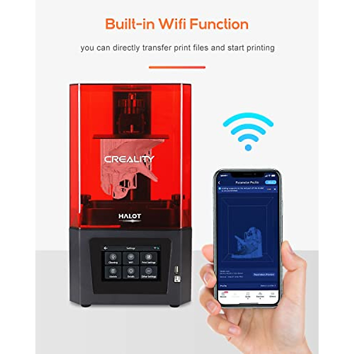 Creality Official HALOT-ONE (CL-60) Resin 3D Printer with Precise Intergral Light Source, WiFi Control and Fast Printing,Dual Cooling & Filtering System, Assembled Out of The Box