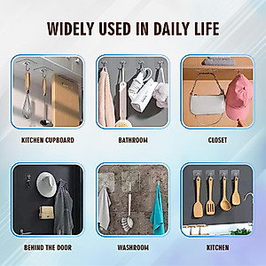 Carespot Self Adhesive Wall Hooks for Hanging - Wall Door Stick On Hooks/Extra Strong Sticky Hooks for Hanging Coat, Clothes, Towel, Keys, Kitchen Utensils and Much More - 33lb(Max) - Pack of 24