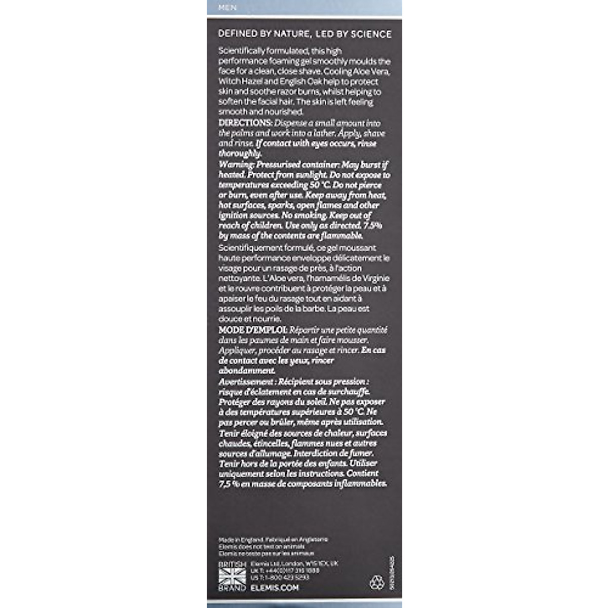 ELEMIS Ice Cool Foaming Shave Gel for Men, 6.7 Fl Oz