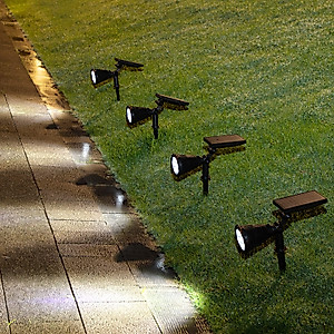 THALIA 7 Led Solar Lights Outdoor 4 Pack Solar Spot Lights Waterproof Solar Powered Landscape Spotlights Outdoor Pathway Lights Suit for Garden, Patio Yard (White light)