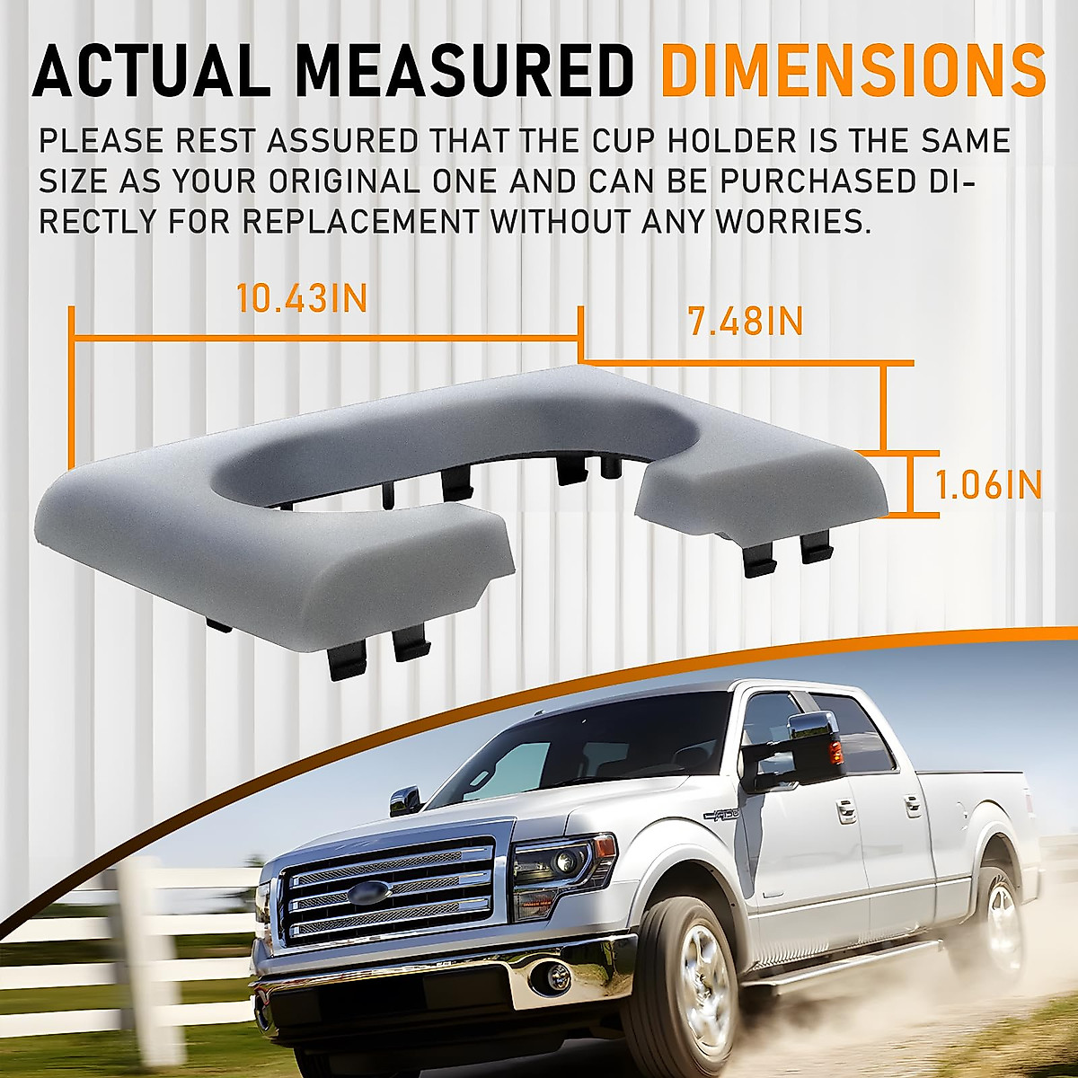 Center Console Cup Holder Replacement Pad Compatible with Ford F-150 2004-2014 Center Console Parts Gray Center Console Cupholder Replacement Pad (Gray)