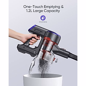 BuTure Cordless Vacuum Cleaner, 400W 33Kpa Powerful Stick Vacuum with 55min Runtime Detachable Battery, Touch Display and 1.2L Large Dust Cup, Vacuum Cleaners for Hardwood Floor Carpet Car Pet