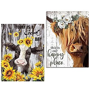 Cow Diamond Painting Kits 2 Pack-Cow Diamond Art Kits for Adults,Animal Gem Art Kits for Adults for Gift Home Wall Decor(12x16inch)