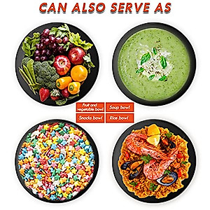 ShineMe Salad Bowls, Large Salad Bowl with Lid and Servers, Bamboo Salad Bowl Set with 4Pack Small Serving Bowls, 9.8inches Solid Kitchen Bowl for Fruits, Vegetables and Pasta...(Black)