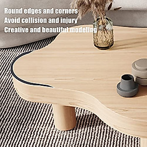 Cloud Shape Irregular Wood Coffee Table,Round Corner Thicken End Table,Cute Accent Modern Coffee Cocktail Table with 3 Legs for Living Room Furniture(27.5" Lx18 Wx16 H, White)