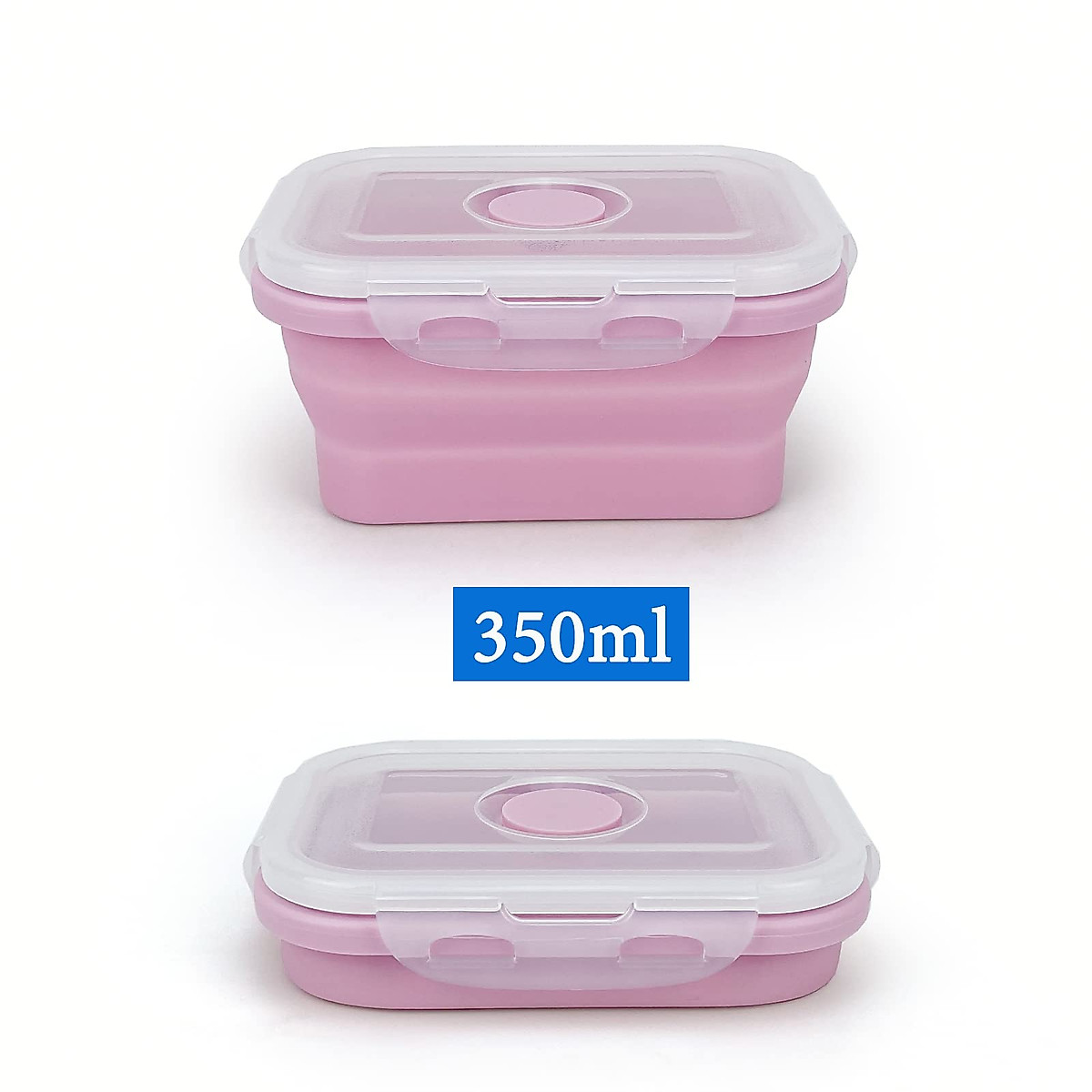 Lunbengo 4Pack Collapsible Reusable Lunch Containers, 350ml-500ml-800ml-1200ml, Silicone Food Storage Containers with Lids, Food Grade, Space Saving, Leak-proof Camping Travel Food Containers