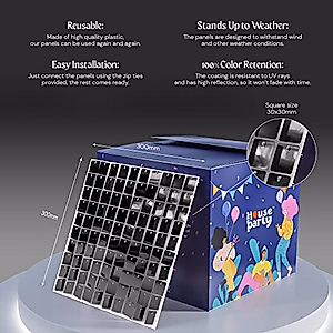 HOUSE OF PARTY Black Shimmer Wall Backdrop - 24 Pcs Square Sequin Wall Panels Shimmer Backdrop, Wall Decor for Birthday Decorations, Wedding & Bachelorette Party