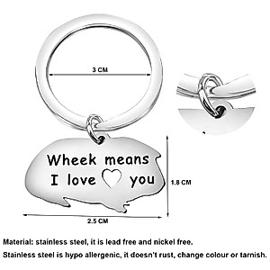 bobauna Guinea Pig Lover Gift Wheek Means I Love You Keychain Guinea Pig Jewelry Animal Lover Gift (Wheek Means I Love You)