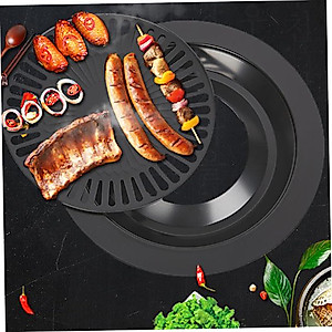 XJKLBYQ Non-Stick Grill Plate,Korean BBQ Grill,Grill Tray,Griddles Round Bakeware Household Ovenware for Any Stove
