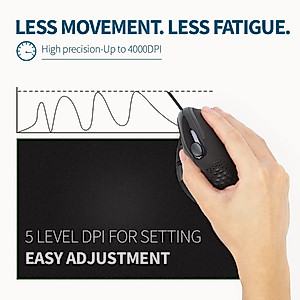 DeLUX Seeker Wired Ergonomic Vertical Mouse with Thumb Wheel, Optical Computer Mouse with 6 Programmable Buttons, 4000 DPI, LED Backlight, Removable Wrist Rest for Carpal Tunnel(M618XSU-Black)