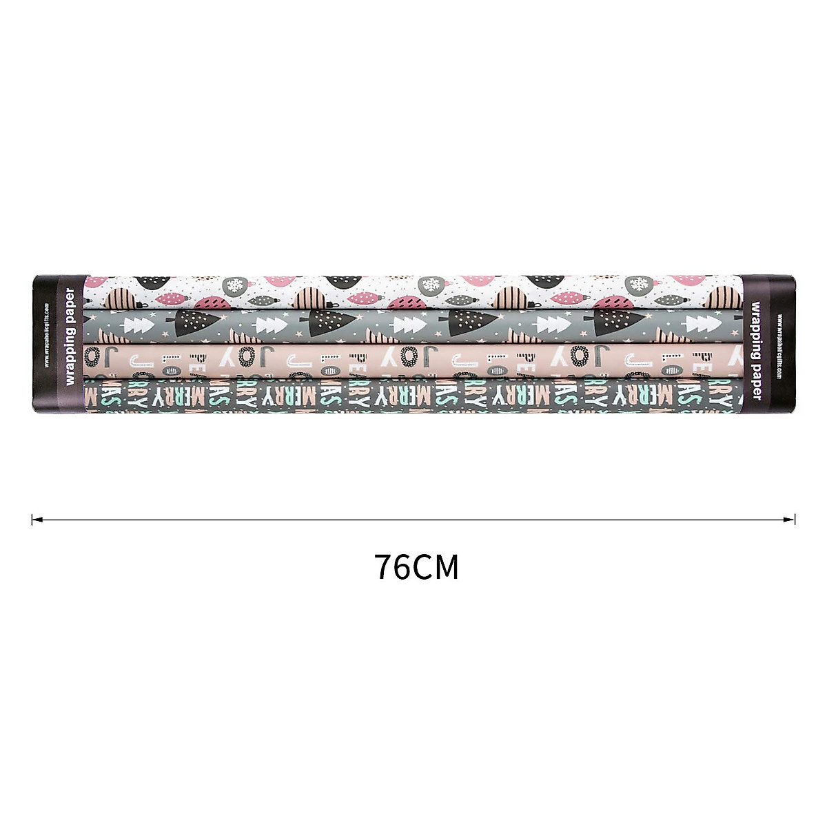 WRAPAHOLIC Christmas Kraft Wrapping Paper Roll - Pink and Grey Christmas Set for Holiday, Party Deco - 4 Rolls - 30 Inch X 120 Inch Per Roll